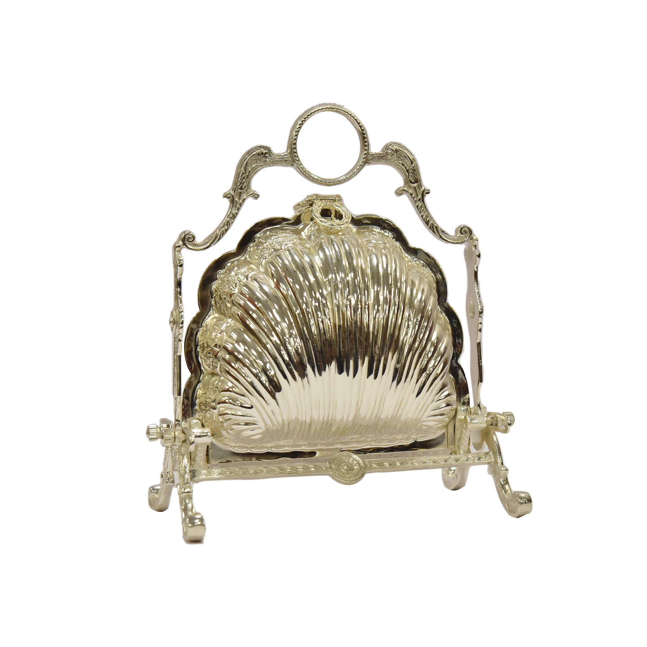 BRASS ULCHAI BISCUIT BOX SHELL DESIGN WITH RING – SarvamKala